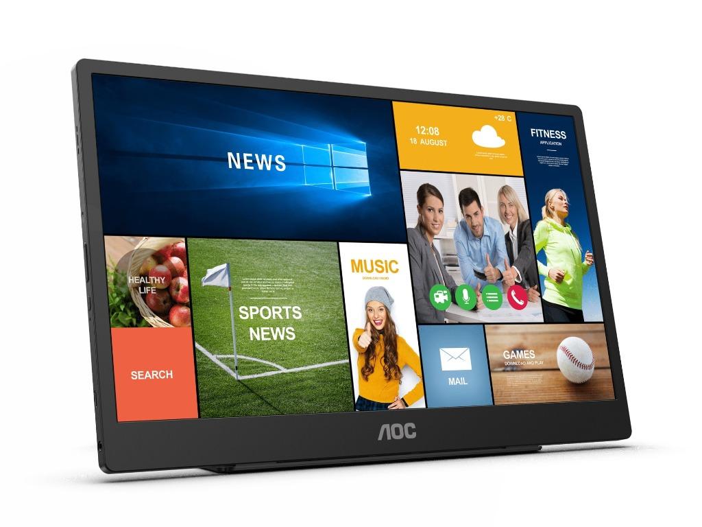 AOC MONITOR 15.6" 16T2 IPS FHD LED TOUCHSCREEN USB-C PORTABLE ...