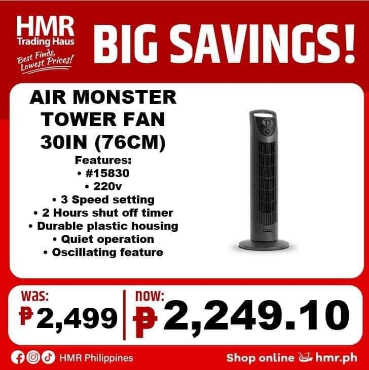 AIR MONSTER TOWER FAN 30IN (76CM), TV & Home Appliances, Other Home ...
