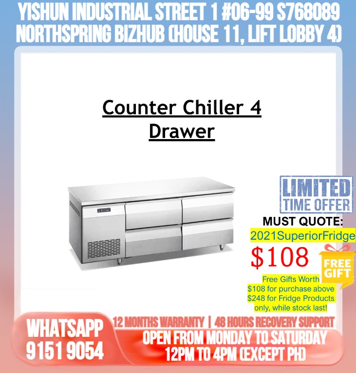 Chiller Counter 4 Drawer, TV & Home Appliances, Kitchen Appliances ...