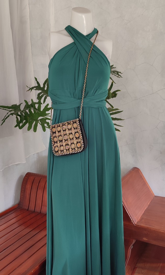 Dark Green HQ Infinity Gown, Women's Fashion, Dresses & Sets, Evening ...