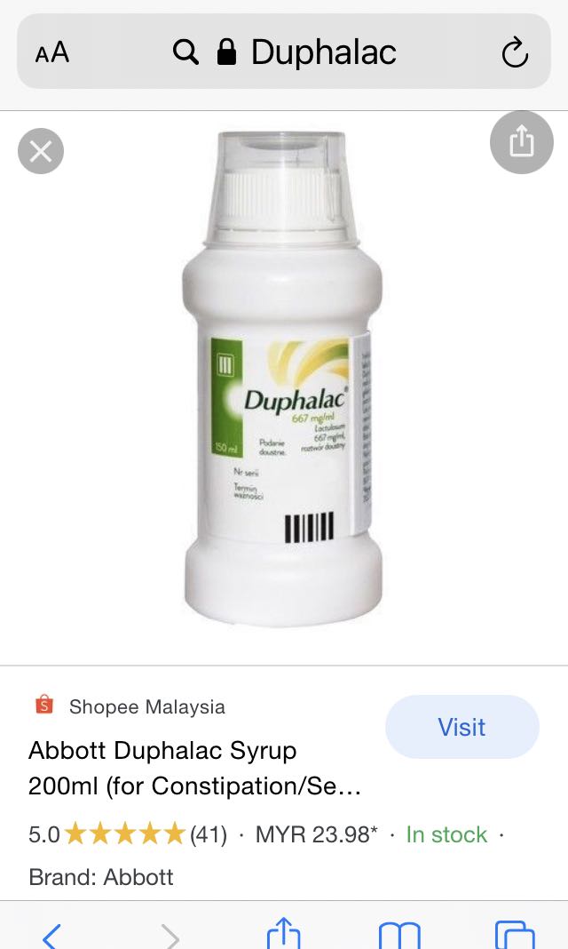 Duphalac Syrup (For Constipation), Health & Nutrition, Health ...