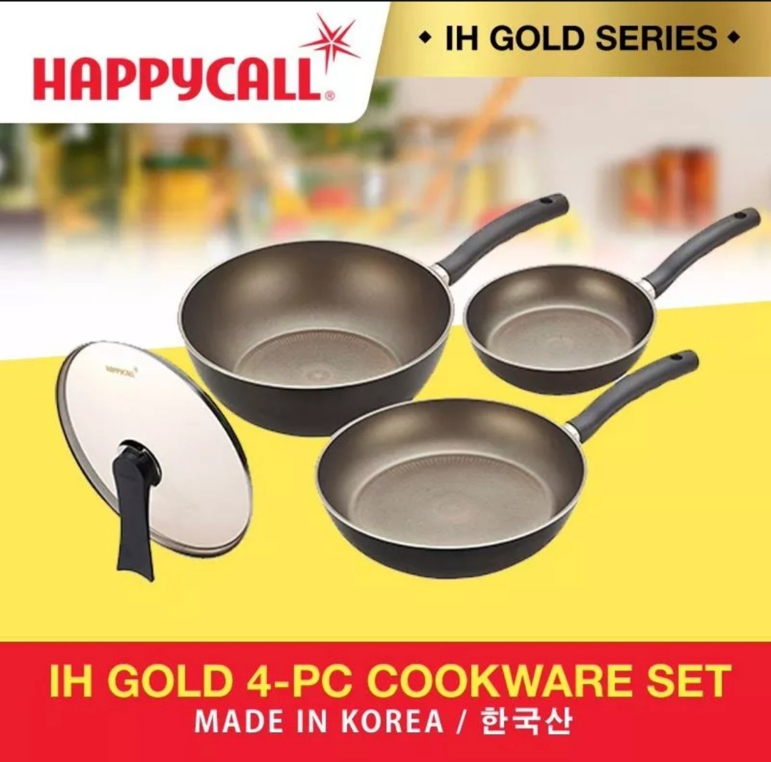 Happycall IH Gold Series 4-pc Cookware Set, Furniture & Home Living, Kitchenware & Tableware ...