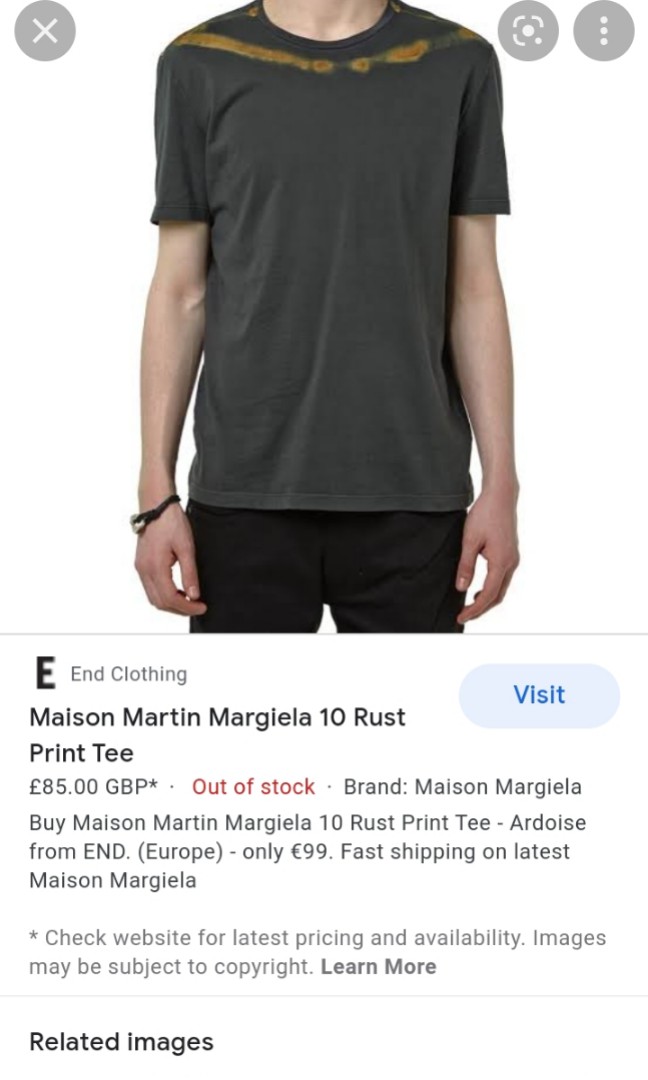 MAISON MARTIN MARGIELA 10 RUST PRINT TEE, Men's Fashion, Tops & Sets ...