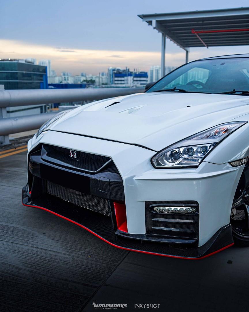 Nissan GTR pearl white full car wrap, Car Accessories, Car Workshops ...