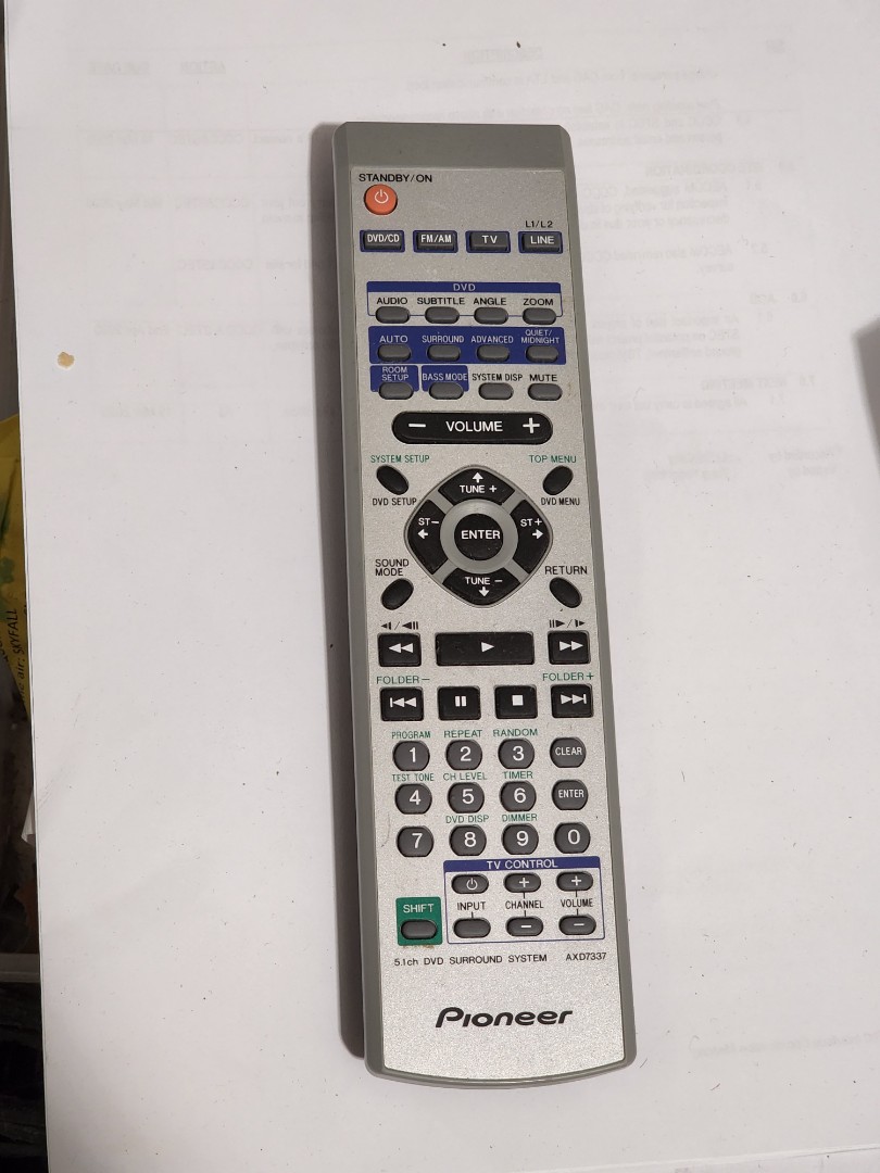 Pioneer remote control, TV & Home Appliances, TV & Entertainment ...