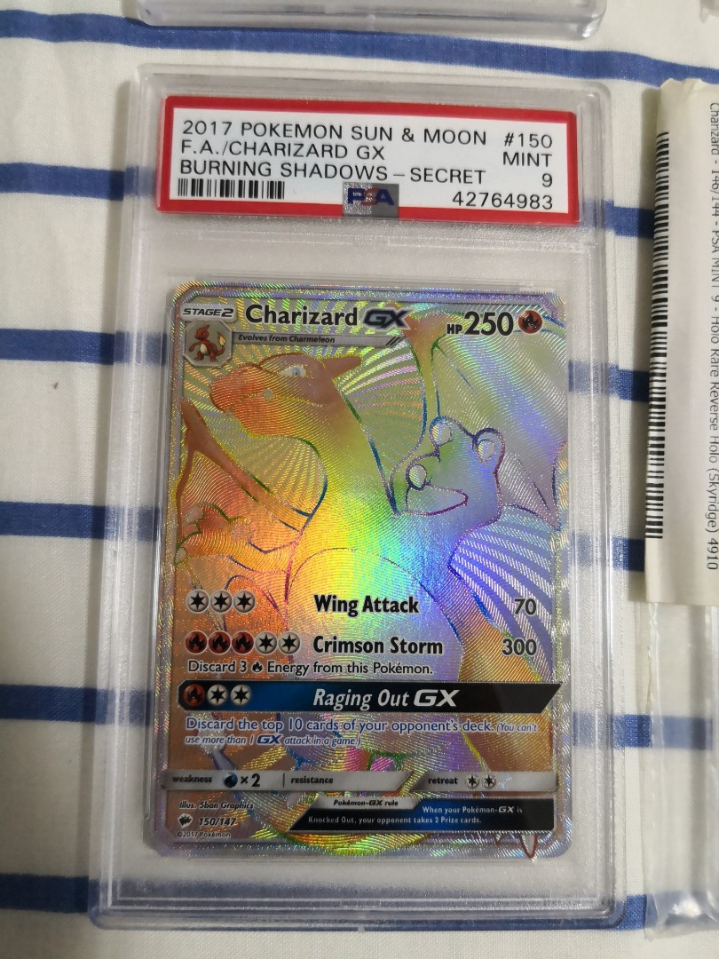 Pokemon Burning Shadows Charizard GX Secret Rare Rainbow FA 150/147 PSA ...