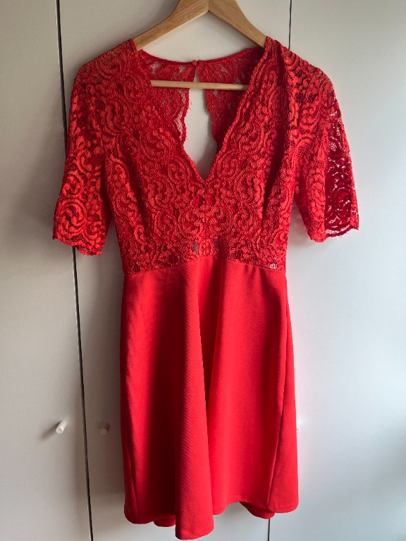 SERIES A | ZARA Red Lace Dress, Women's Fashion, Dresses & Sets ...