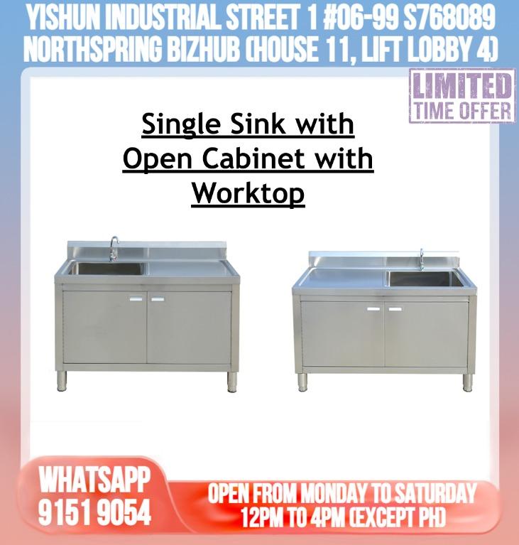 Single Sink with Open Cabinet with Worktop, Furniture & Home Living ...