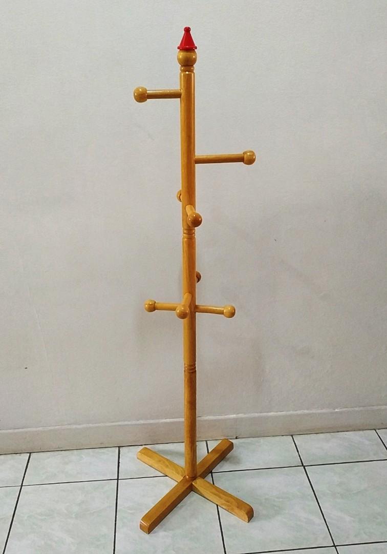 VINTAGE WOODEN STANDING COAT RACK, Hobbies & Toys, Collectibles ...