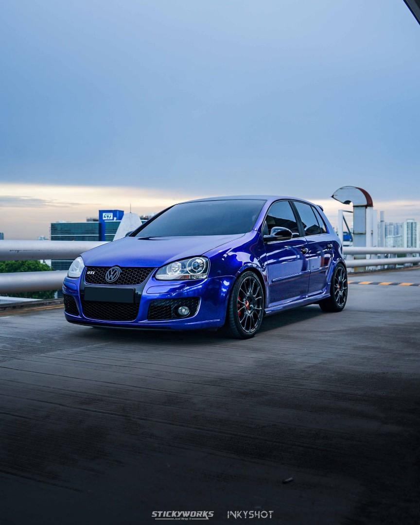 VW Golf soul blue full car wrap, Car Accessories, Car Workshops ...