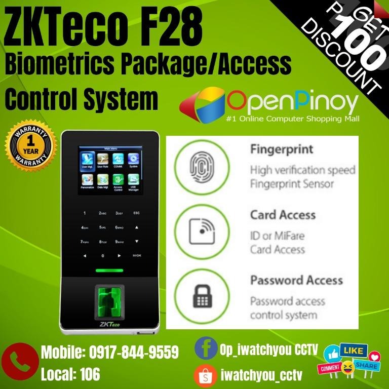 ZKTeco F28 Biometrics Package Access Control System, Furniture & Home ...