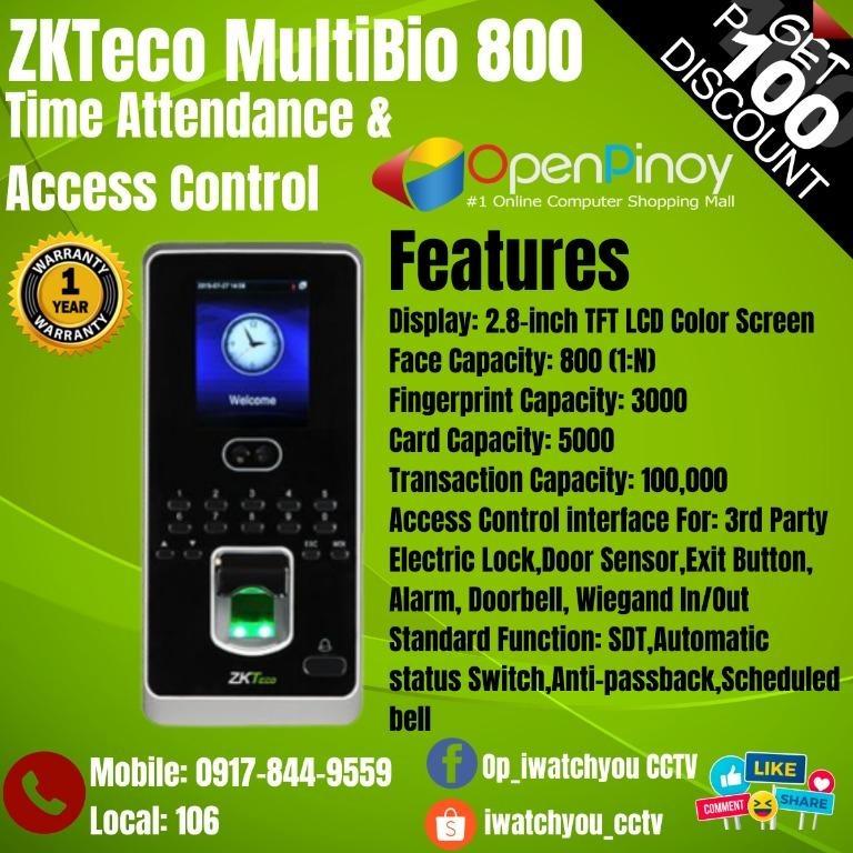 ZKTeco MultiBio 800 Multi-biometric Time Attendance & Access Control ... ZKTeco MultiBio 800 Multi-biometric Time Attendance & Access Control ...