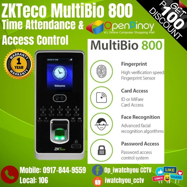 ZKTeco MultiBio 800 Multi-biometric Time Attendance & Access Control, Furniture & Home Living ...