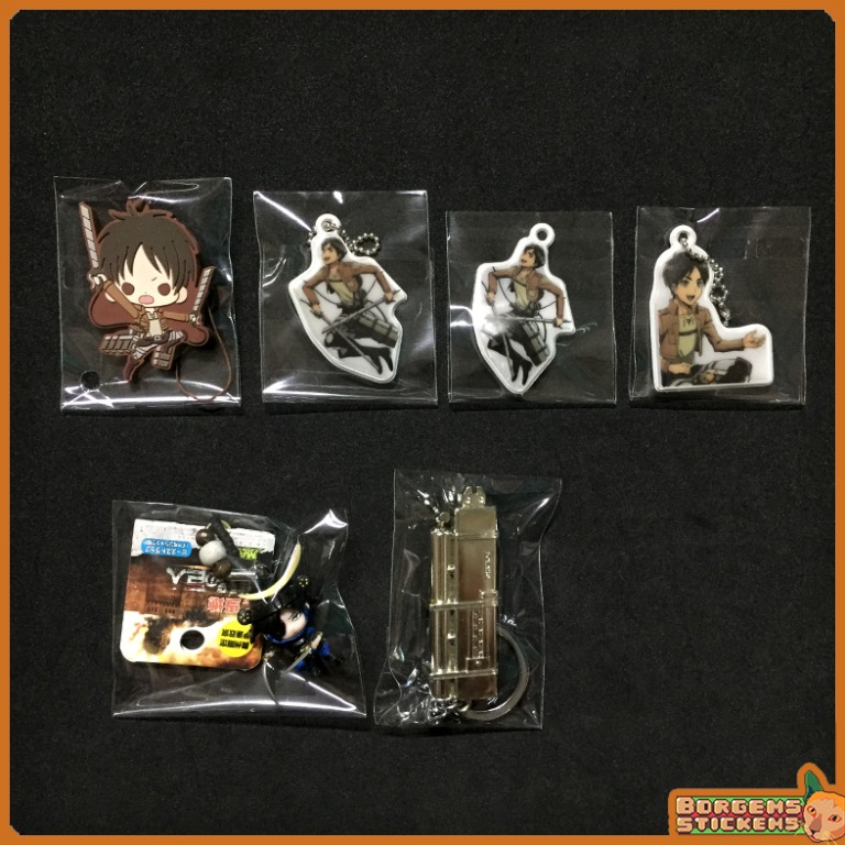 Attack on Titan Shingeki no Kyojin Eren Keychains / Straps & Levi Mini ...