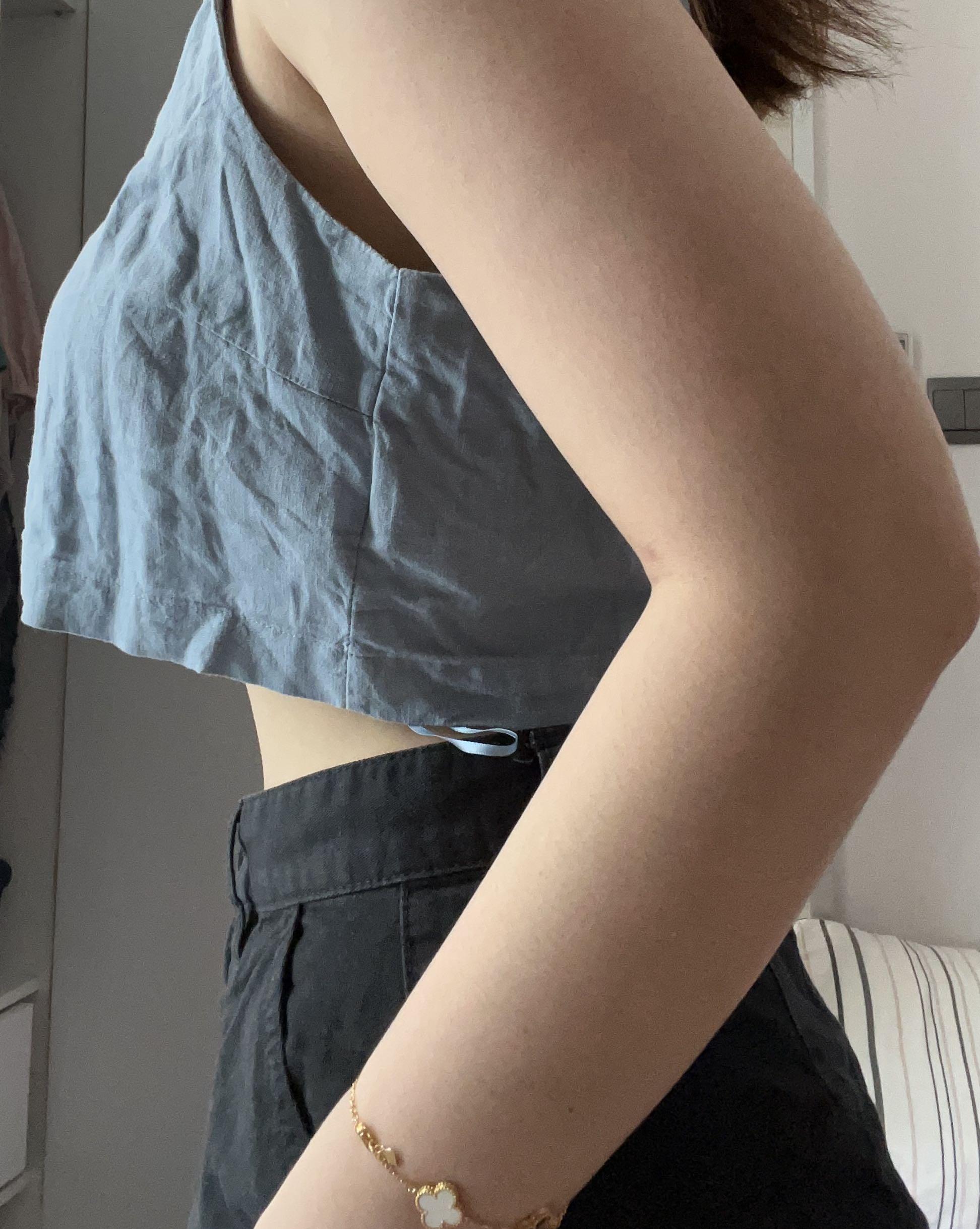 CO baby blue square neck flare out top, Women's Fashion, Tops, Blouses ...