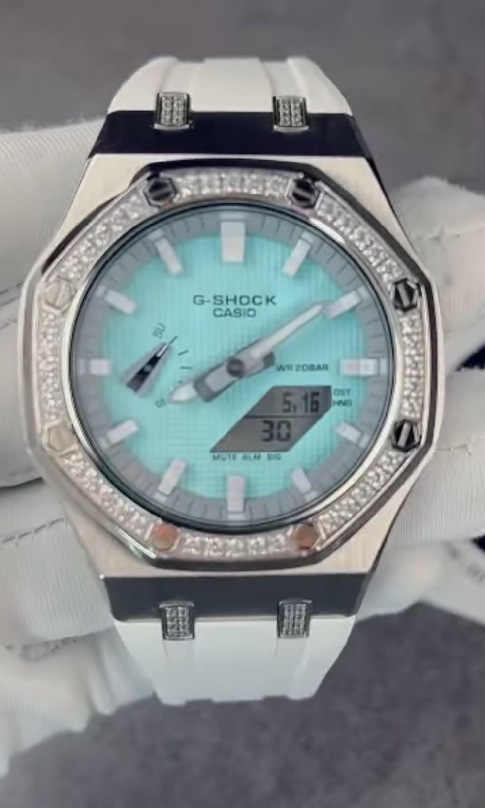 Custom ga2110 ga-2110 gshock Tiffany grey watch mod, Women's Fashion ...