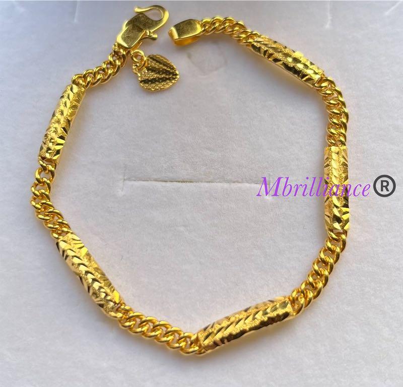 Fishbone gold bar 916 gold bracelet, Women's Fashion, Jewelry ...