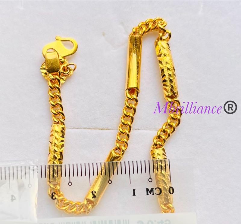 Fishbone gold bar 916 gold bracelet, Women's Fashion, Jewelry ...