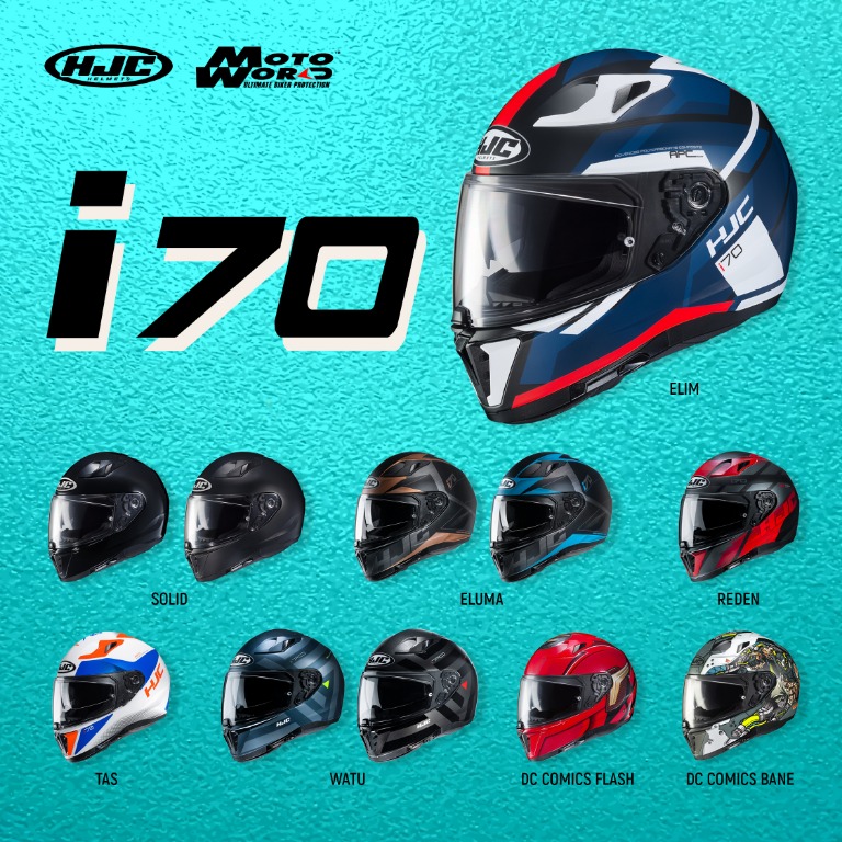 HJC i70 Full Face Motorcycle Helmet with Sun Visor (Designed in Korea ...