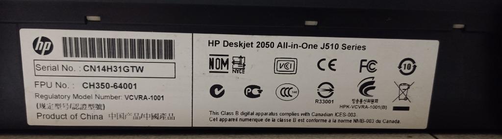HP Deskjet 2050-J510 Series (SCANNER ONLY), Computers & Tech, Printers ...