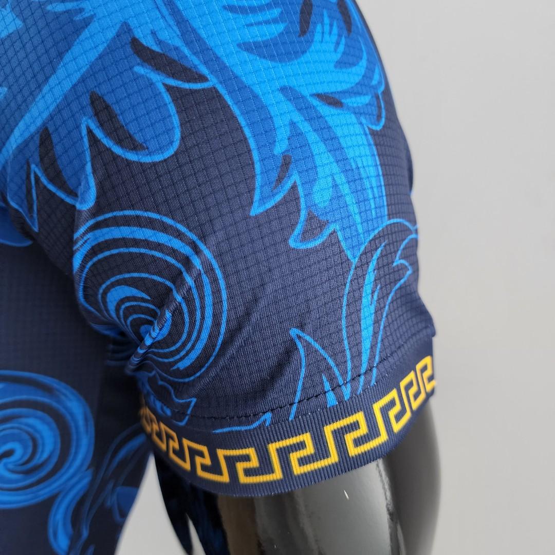 Italy X Versace blue Player version Jersey 2022 Football Jersey Soccer ...