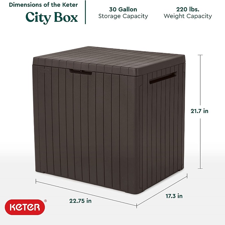 KETER City Resin Deck Storage Box for Indoor/Outdoor | Brown, Furniture ...