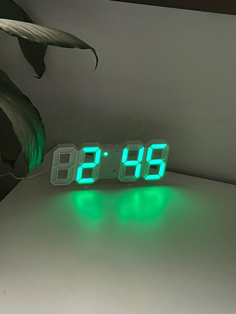 LED Clock (Green), Furniture & Home Living, Home Decor, Clocks on Carousell