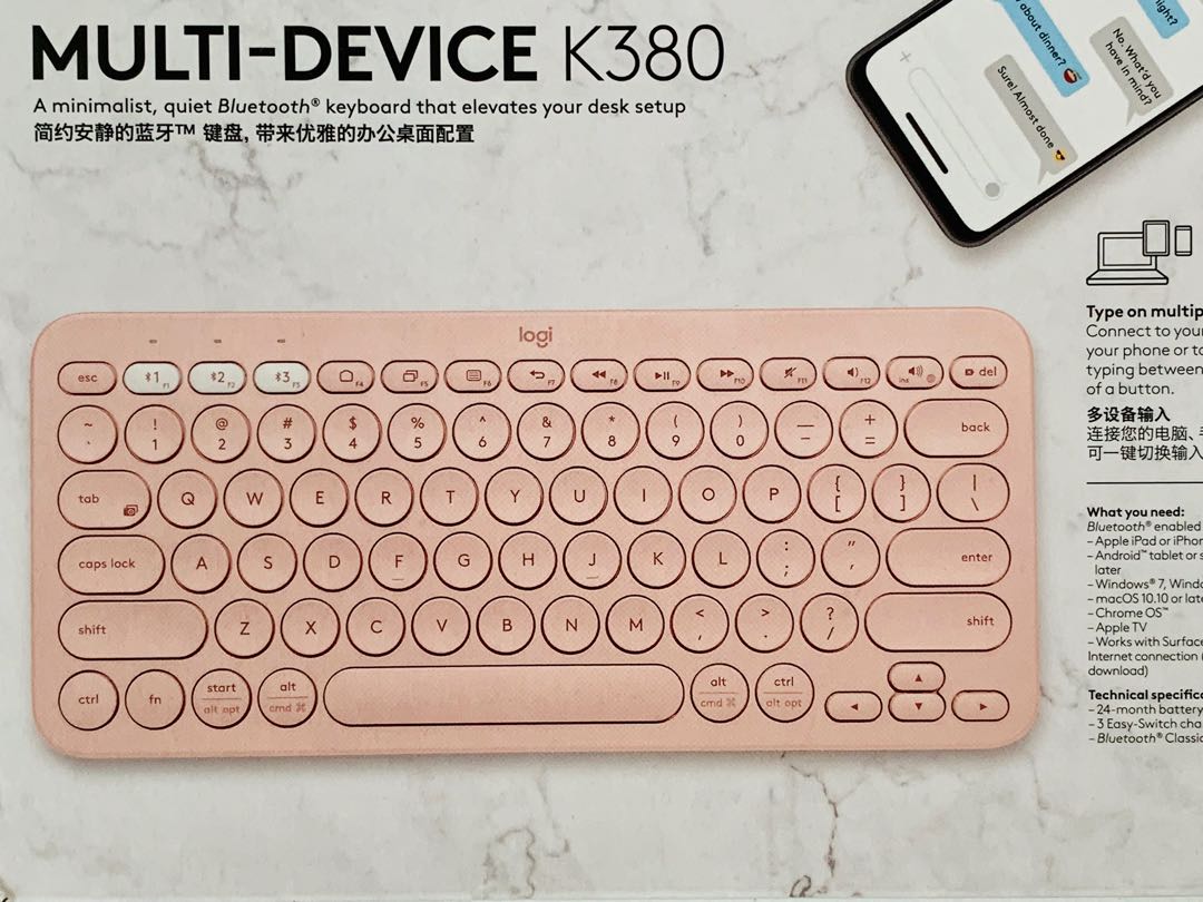 Logitech K380 Bluetooth Keyboard Pink, Computers & Tech, Parts ...