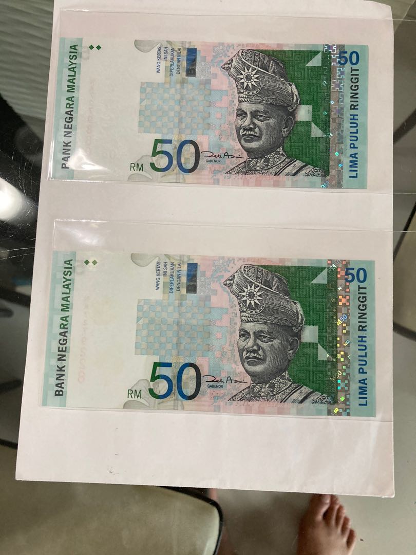 Malaysia MYR 50 x 2 with nice serial numbers, Hobbies & Toys ...