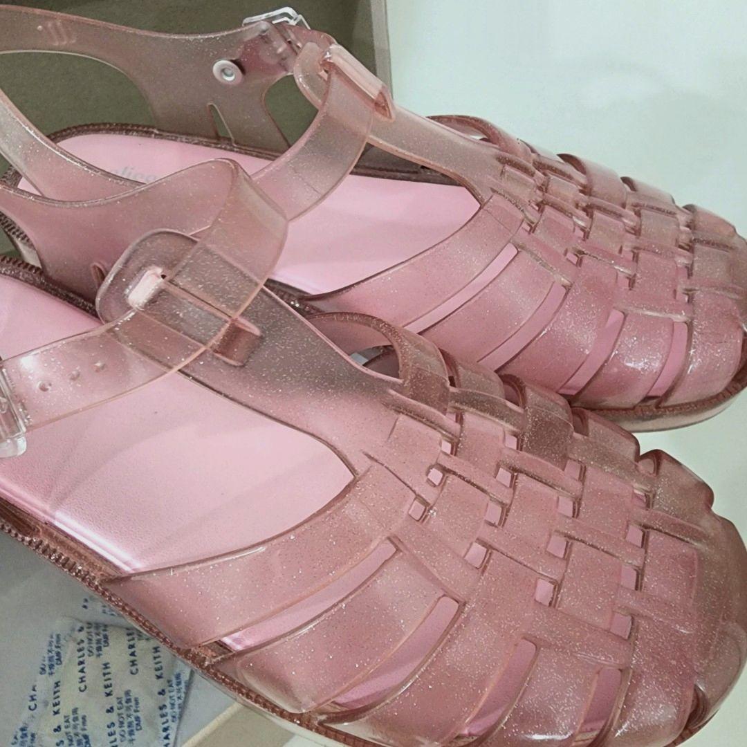 Melissa Possession Sandals (Pink Glitter) US8, Women's Fashion ...