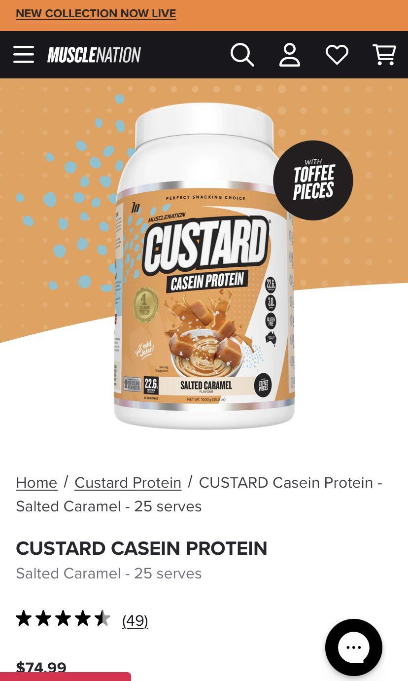 Musclenation Custard Casein Protein Salted Caramel, Health & Nutrition ...