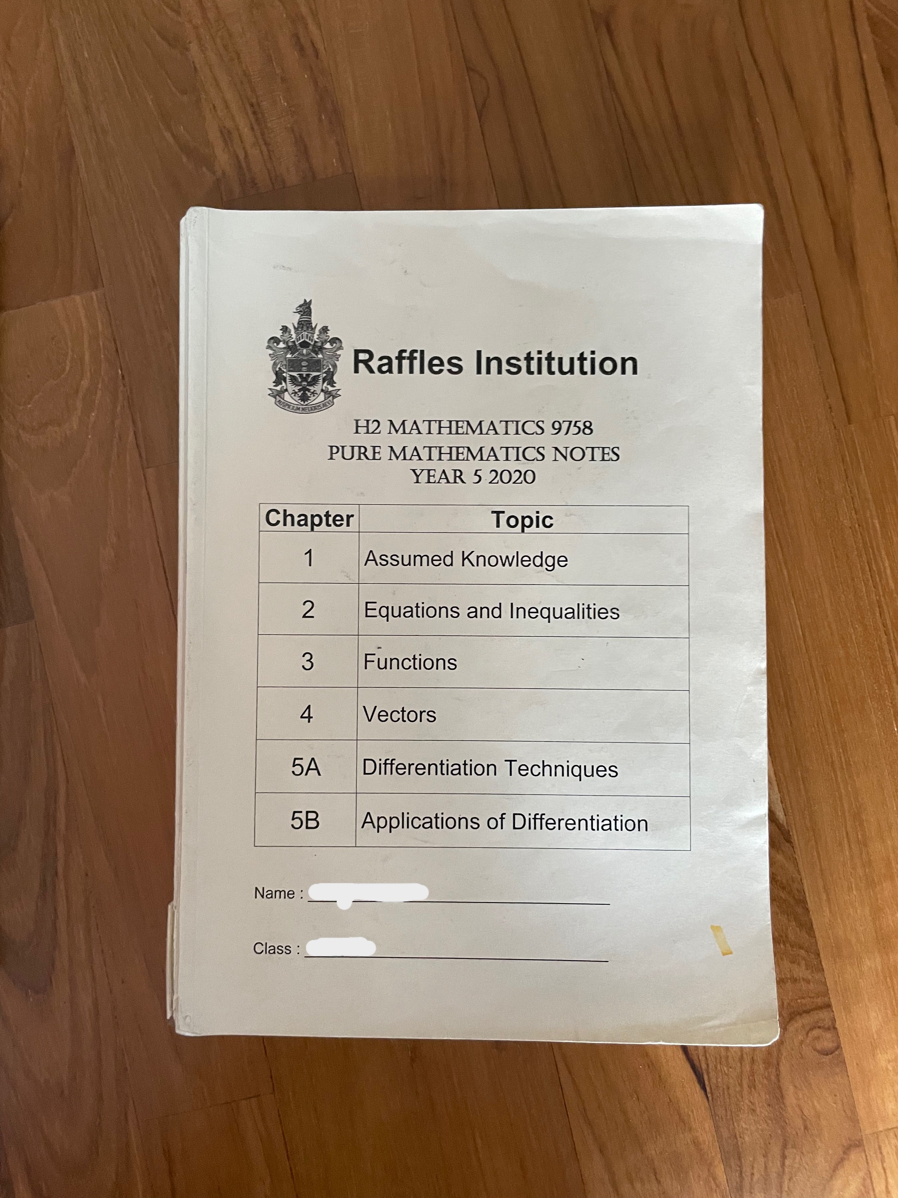 raffles jc math notes/textbooks, Hobbies & Toys, Books & Magazines ...