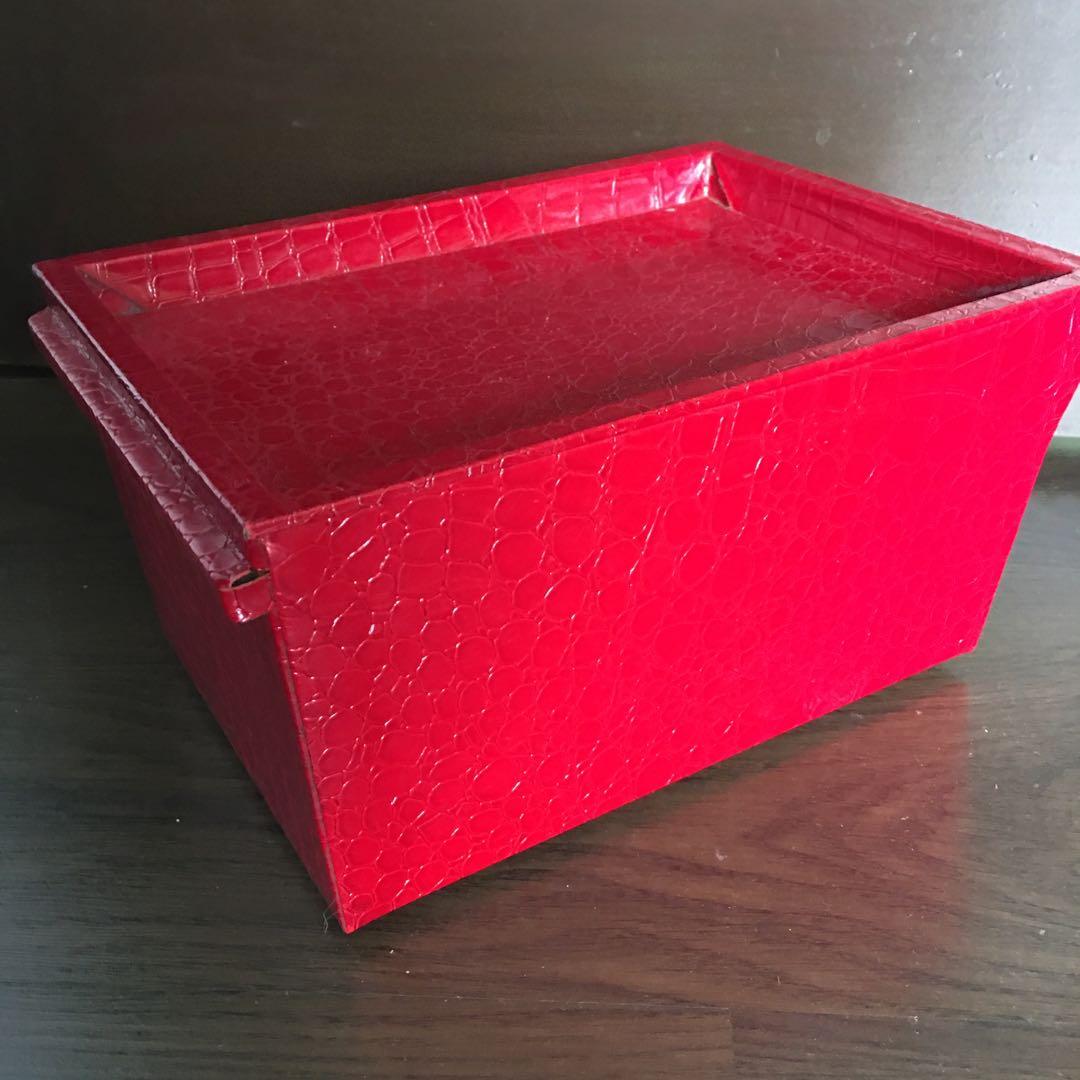 Red Faux Leather Box, Furniture & Home Living, Home Improvement ...