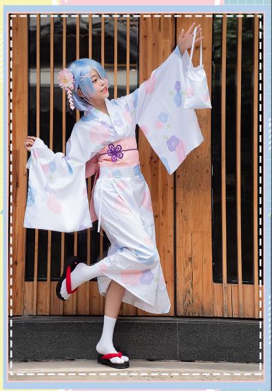 Rem re zero yukata kimono cosplay, Women's Fashion, Dresses & Sets ...