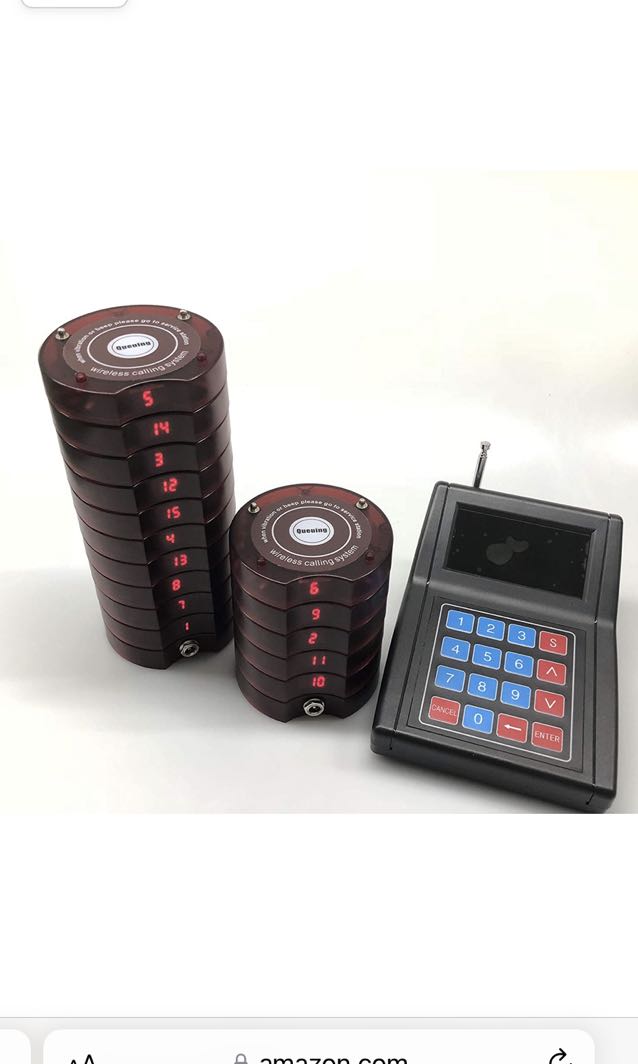 SHIHUI 15 Coaster Pagers 1 Keypad Transmitter Pager Restaurant Wireless Calling System 999 ...