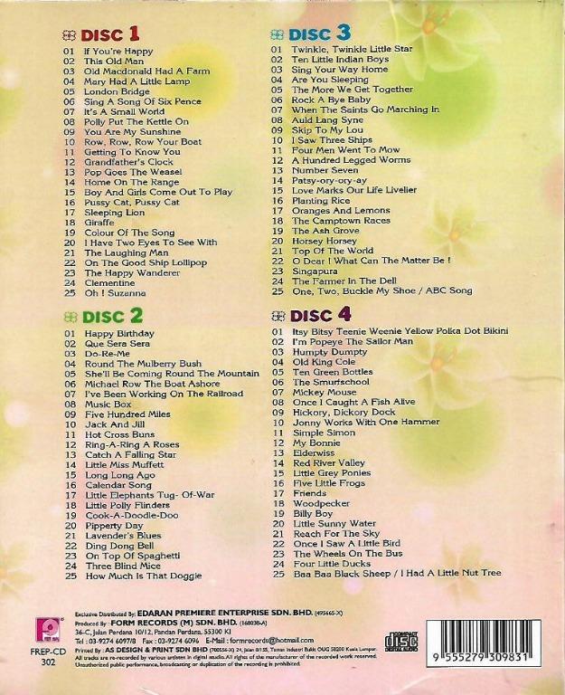 Sing Along 100 Nursery Rhymes & Children Songs 4CD Box Set English Most ...