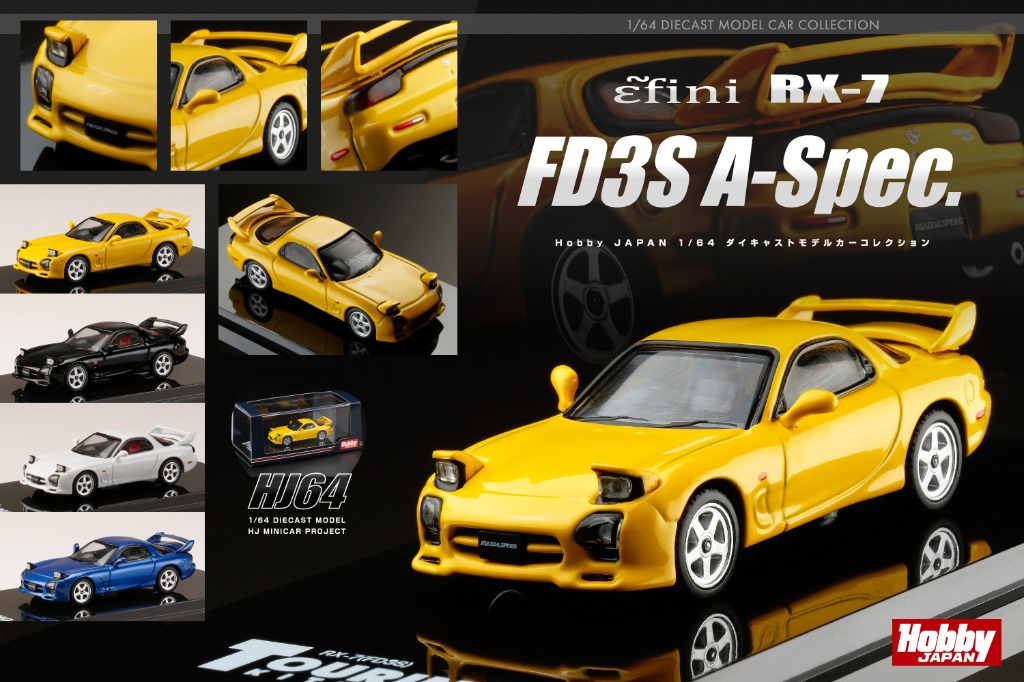 [預購] Hobby Japan 1/64 enfini RX-7 FD3S (A-Spec) 黃 / 黑 / 白 / 藍, 興趣及遊戲 ...