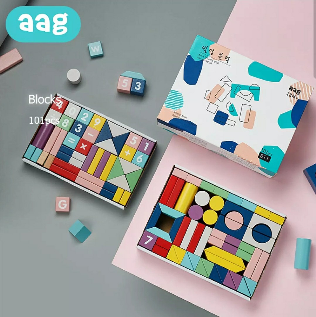 AAG wooden building blocks toys montessori, Hobbies & Toys, Toys ...
