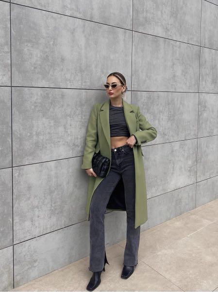 Avocado Green Long Coat, Women's Fashion, Coats, Jackets and Outerwear ...