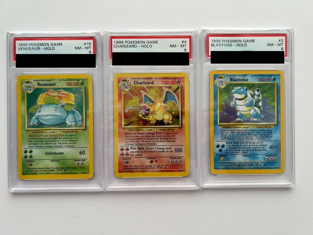 Base set unlimited psa 8 trio Pokemon cards charizard blastoise ...