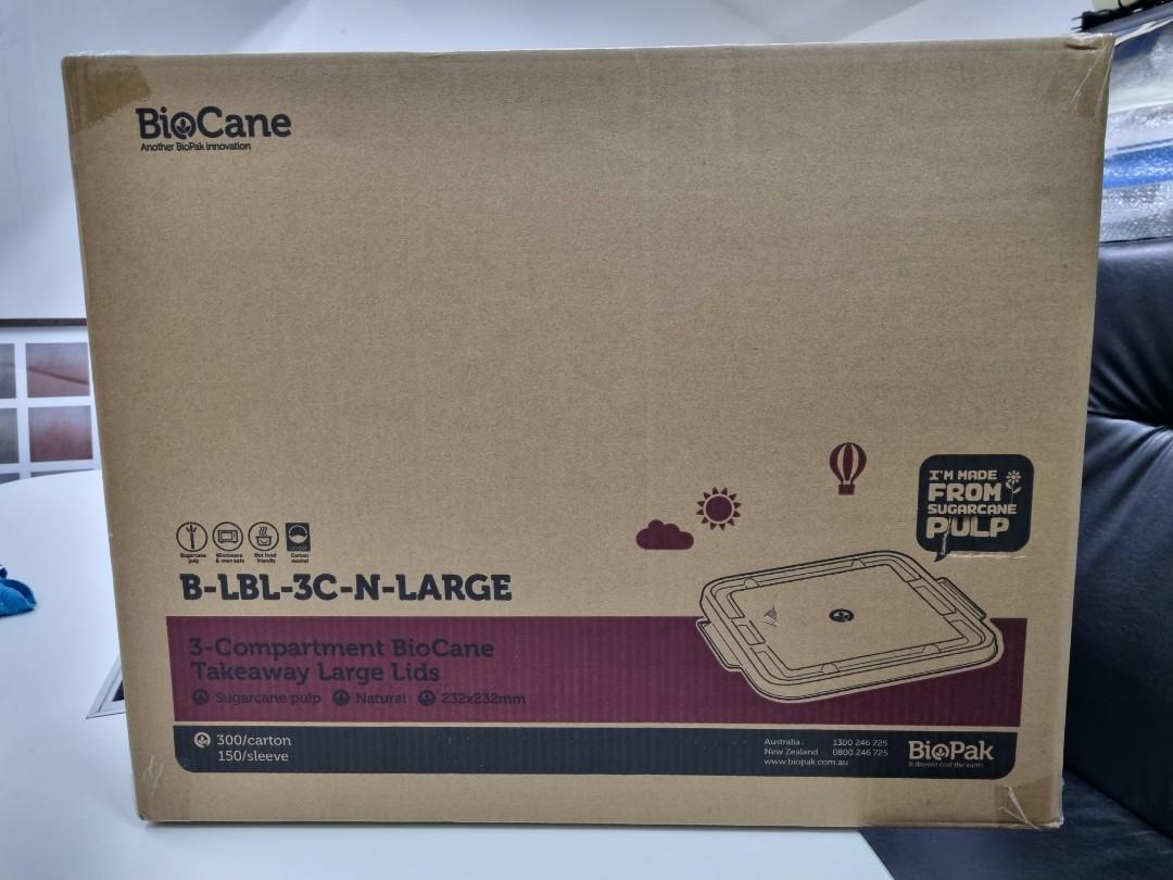 Biopak 3 compartment biocane takeaway box with lid, Furniture & Home ...