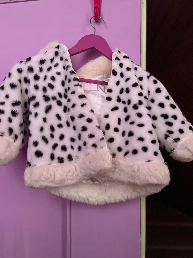 Black Spotted Fur Coat for Kids, Babies & Kids, Babies & Kids Fashion ...