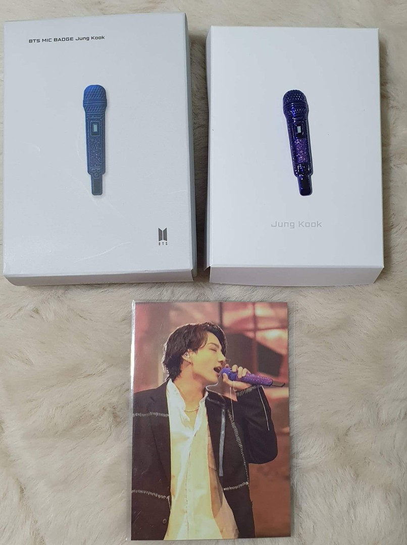 BTS JK MIC BADGE WITH PC, Hobbies & Toys, Memorabilia & Collectibles, K ...