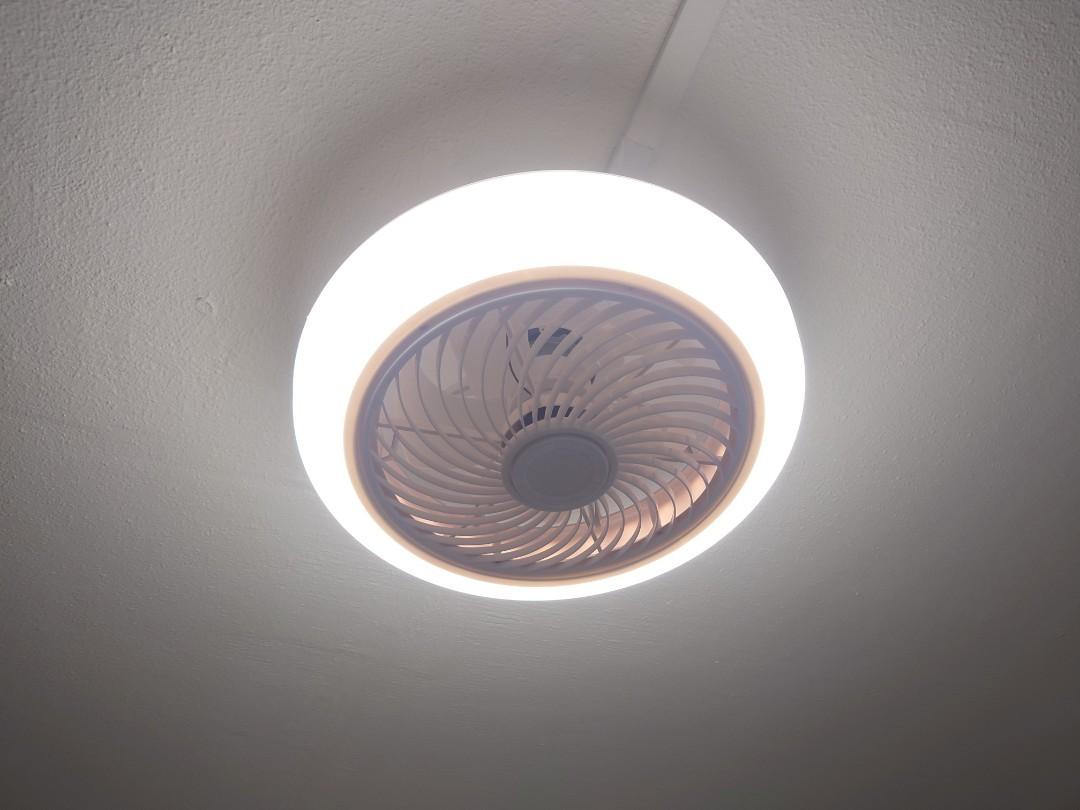 Ceiling Led Lamp with Rotating Fan, Furniture & Home Living, Lighting ...
