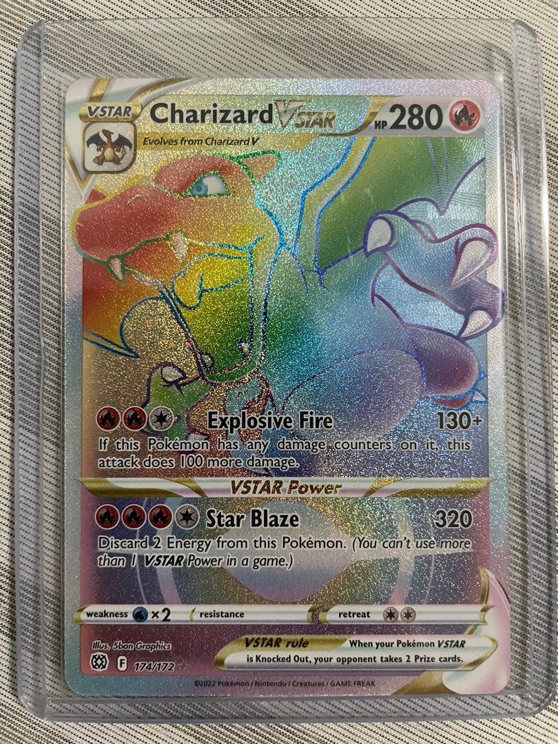 Charizard VStar Rainbow Secret Rare (Triple Sleeved), Hobbies & Toys ...