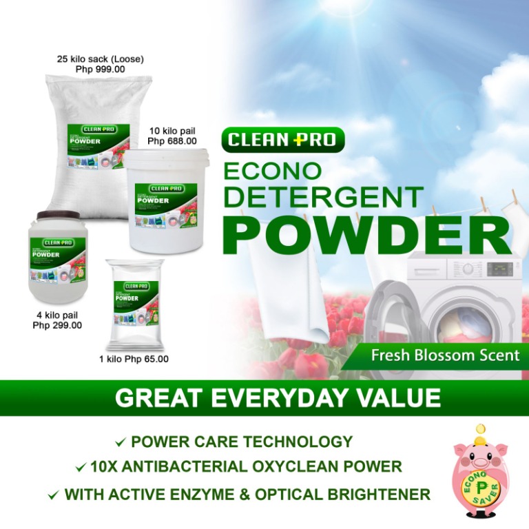 Clean Pro Econo Detergent Powder Fresh Blossom Scent, Furniture & Home ...