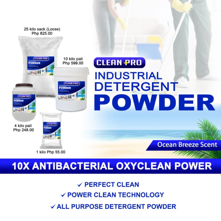 Clean Pro Industrial Detergent Powder Ocean Breeze Scent, Furniture ...