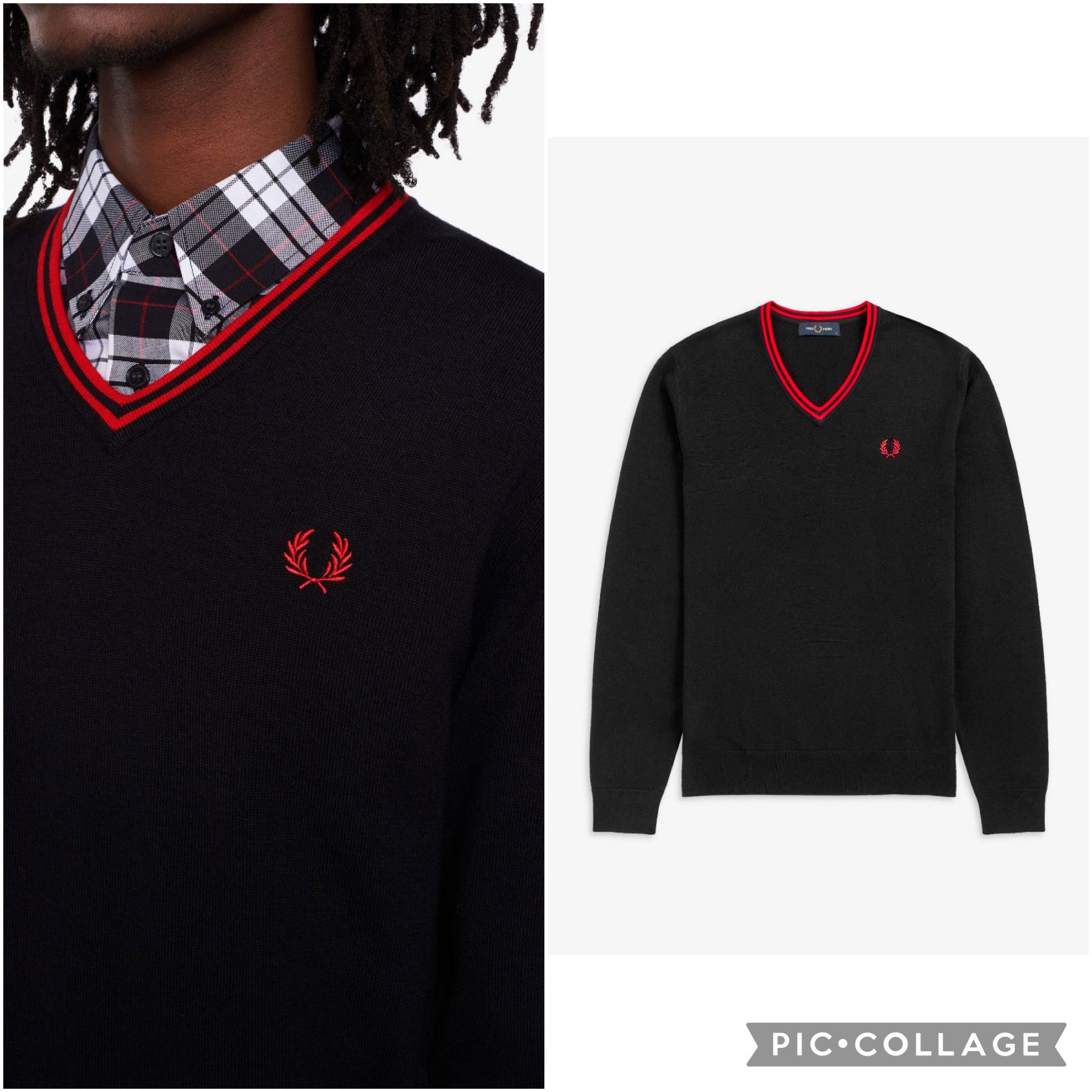 Fred Perry V Neck Merino Wool Sweat, Men's Fashion, Tops & Sets ...