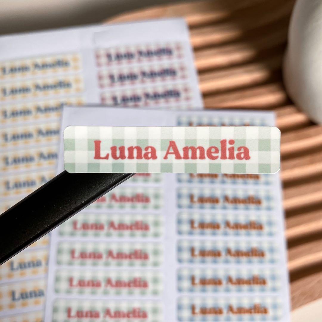 Gingham Name Label Stickers, Hobbies & Toys, Stationery & Craft, Art ...