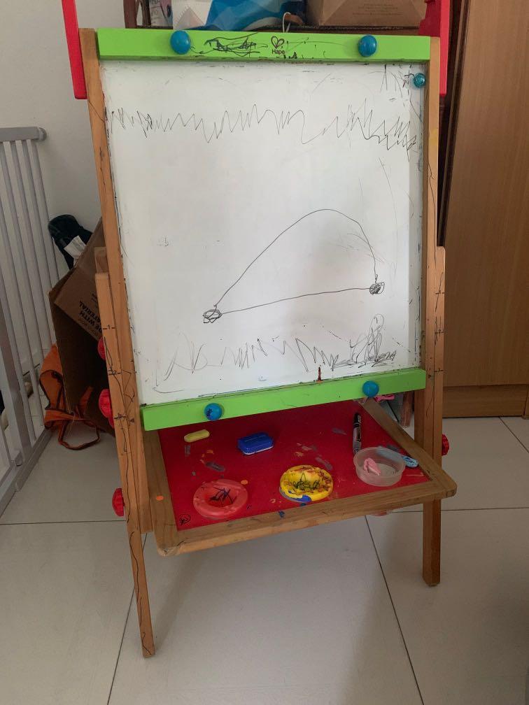Hape easel with whiteboard and chalkboard, Hobbies & Toys, Stationery ...